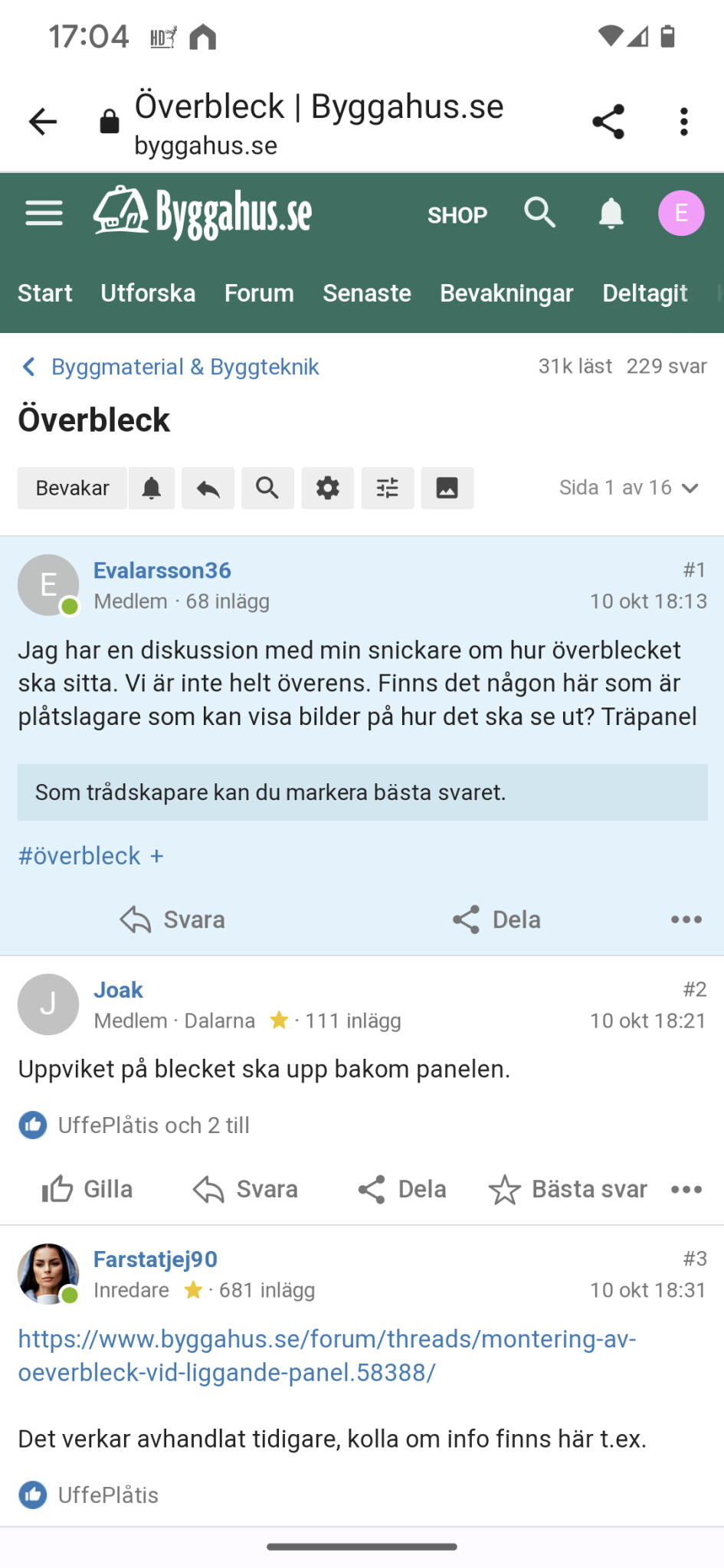 Överbleck | Sida 16 | Byggahus.se