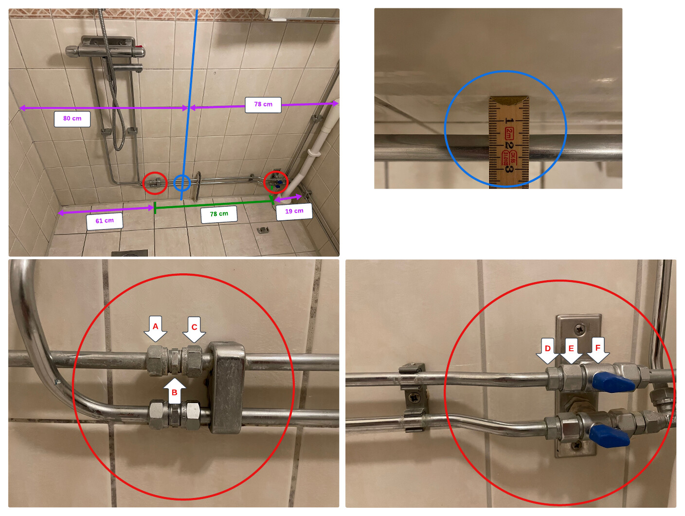 Montering duschhörn med utanpåliggande rör | Byggahus.se