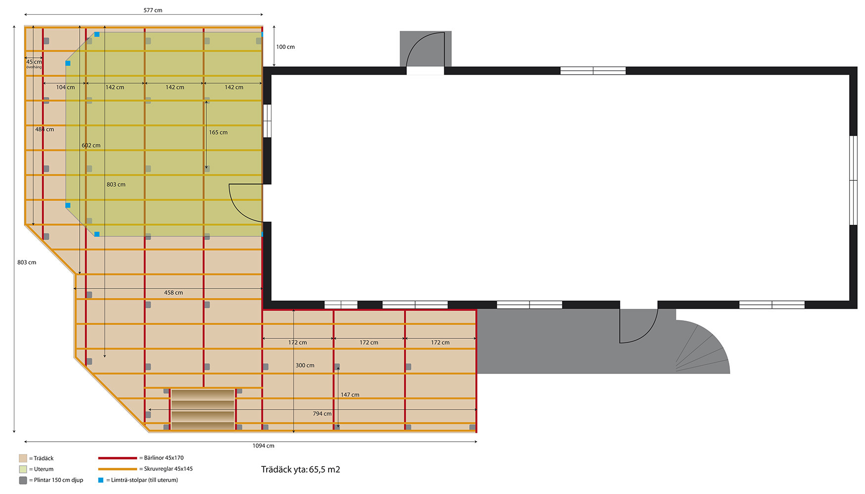 Ritning trädäck/altan/uterum | Byggahus.se